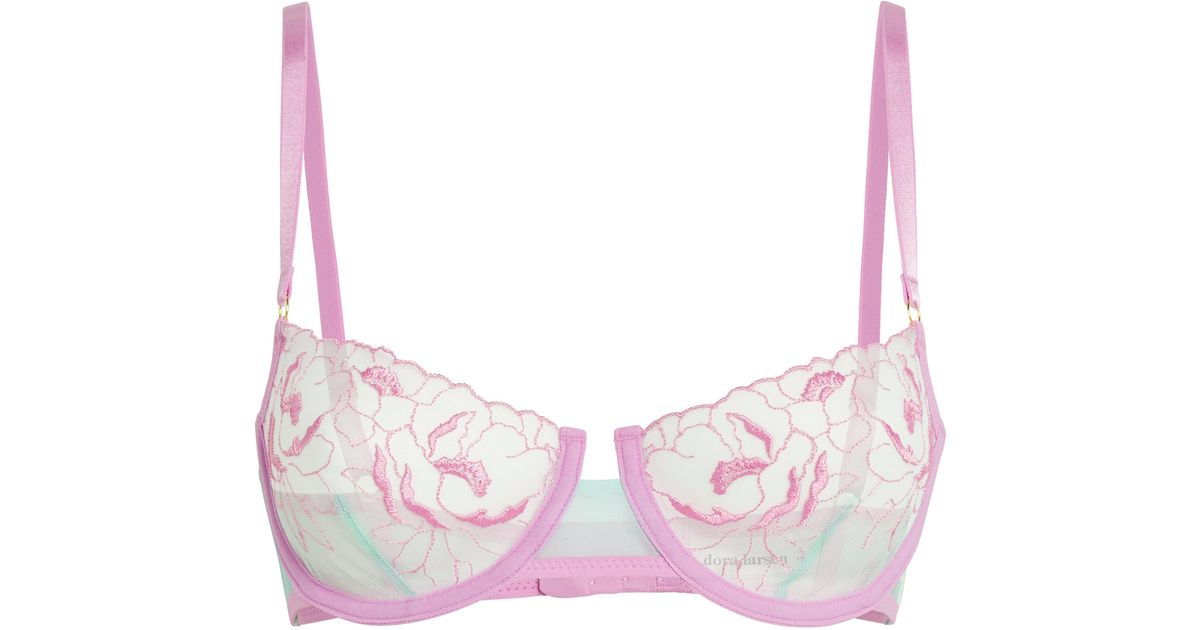Dora Larsen Floral Embroidered Marta Underwire Bra in Pink | Lyst