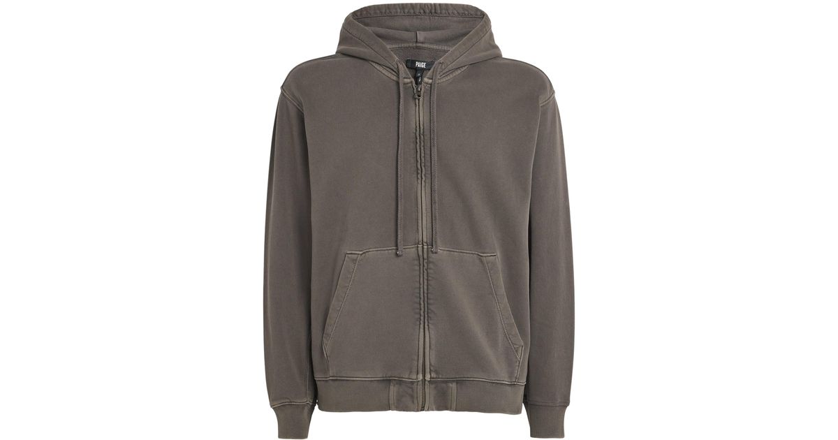 PAIGE Cotton Zip-Up Avon Hoodie in Grey for Men | Lyst UK