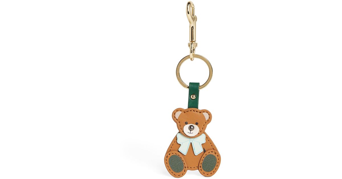 Harrods Leather Keyring Bear in Metallic | Lyst