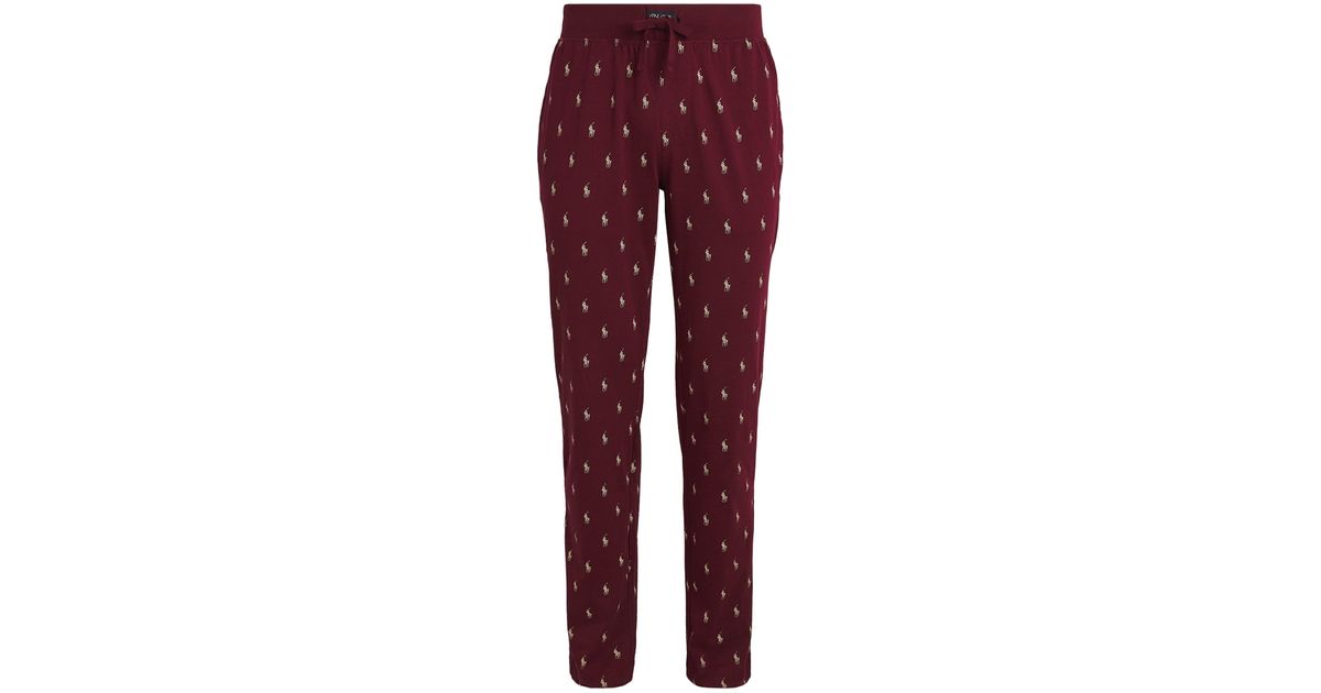 Polo Ralph Lauren Cotton Logo Lounge Sweatpants in Red for Men | Lyst