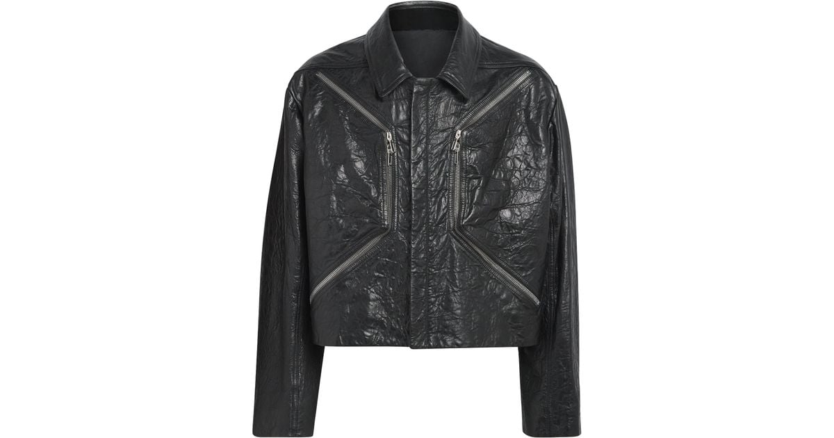 Rick Owens Leather Heizer Mac Jacket in Black | Lyst UK