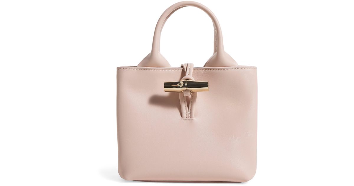 Longchamp Extra Small Leather Le Roseau Top-Handle Bag in Pink | Lyst UK