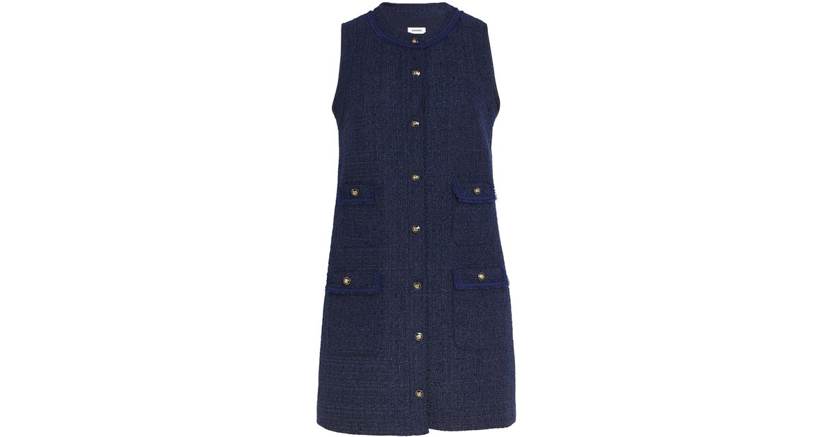 Sandro Tweed Mini Dress in Blue | Lyst UK