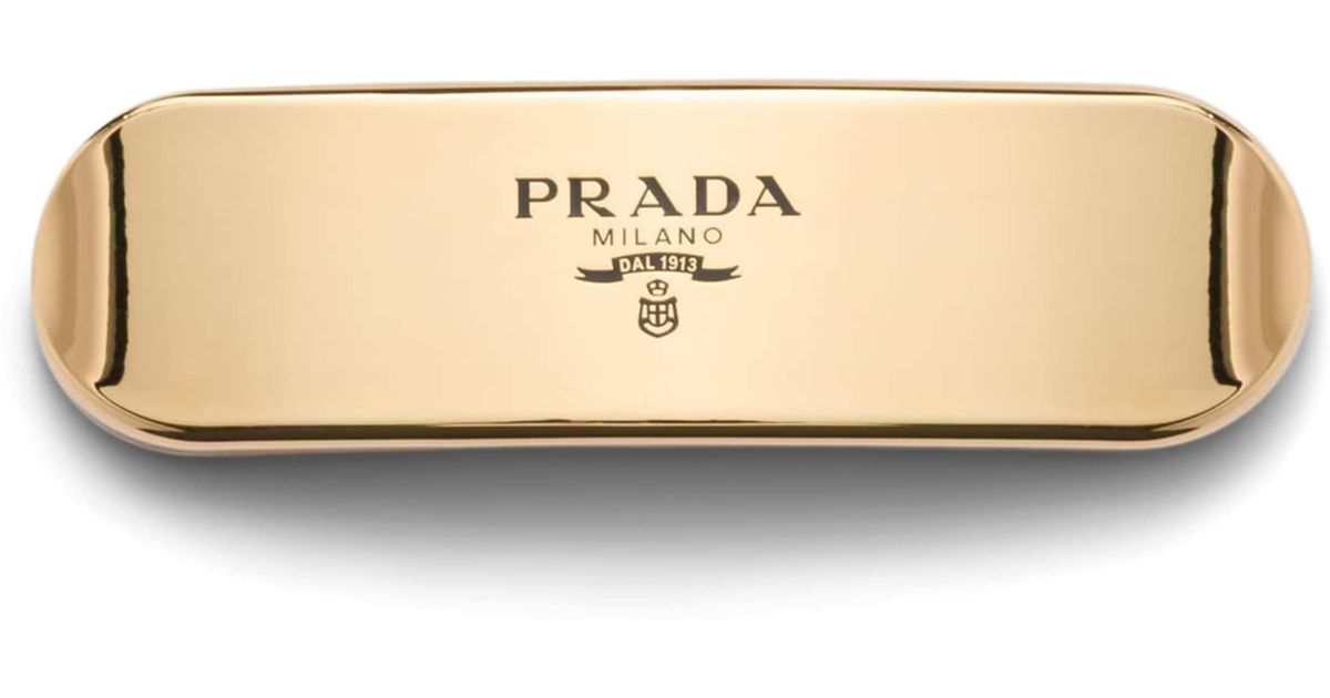 Prada Metal Logo Hair Clip in Natural | Lyst UK