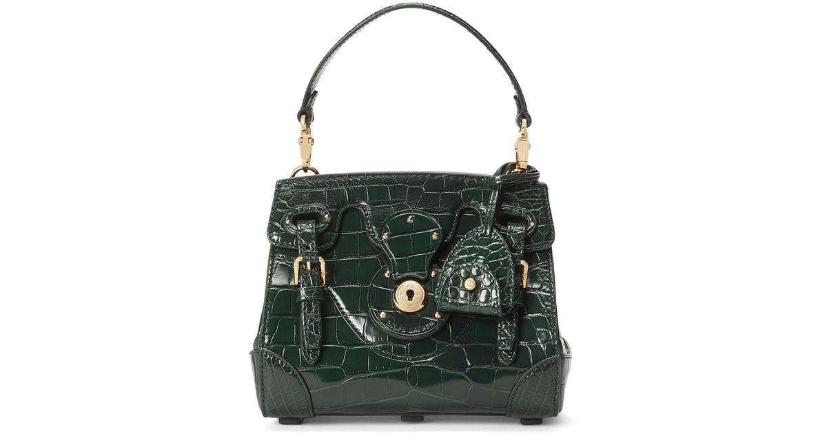 Ralph Lauren Alligator Leather Ricky 18 Top-Handle Bag in Black | Lyst