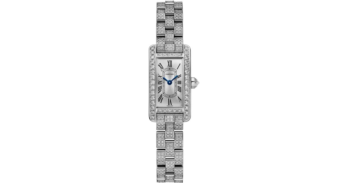 Cartier Mini White Gold And Diamond Tank Américaine Watch 28mm | Lyst