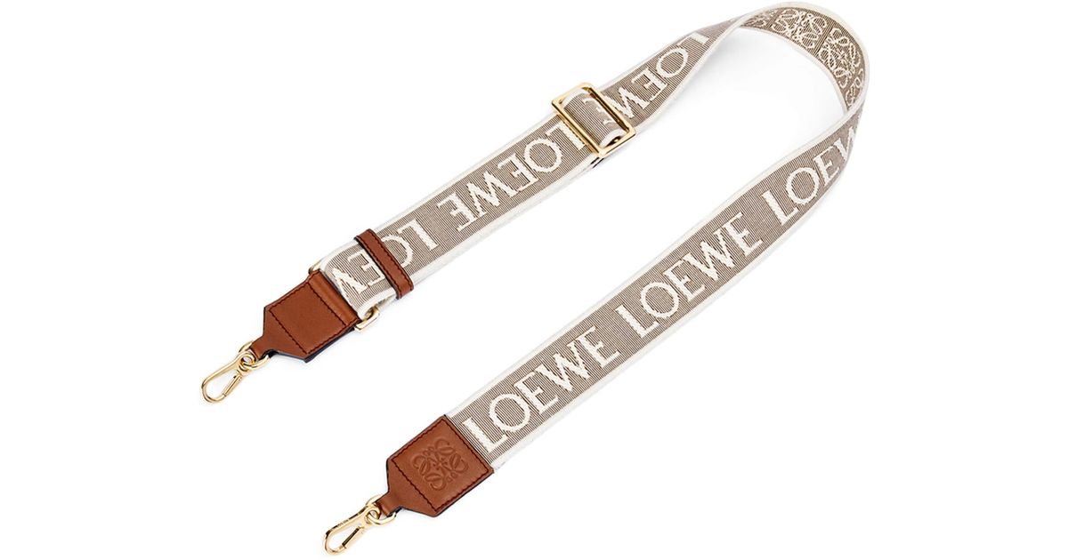 Loewe Leather And Canvas Logo Bag Strap in Metallic | Lyst