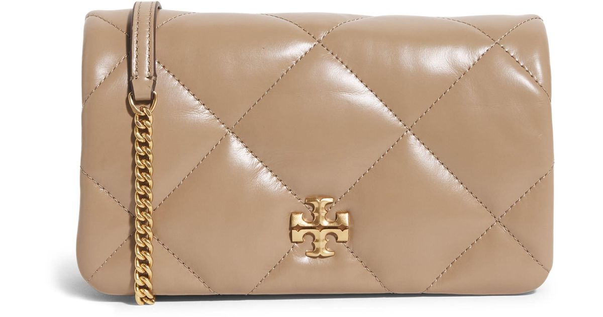 Tory Burch Quilted Leather Kira Chain Wallet in Natural | Lyst