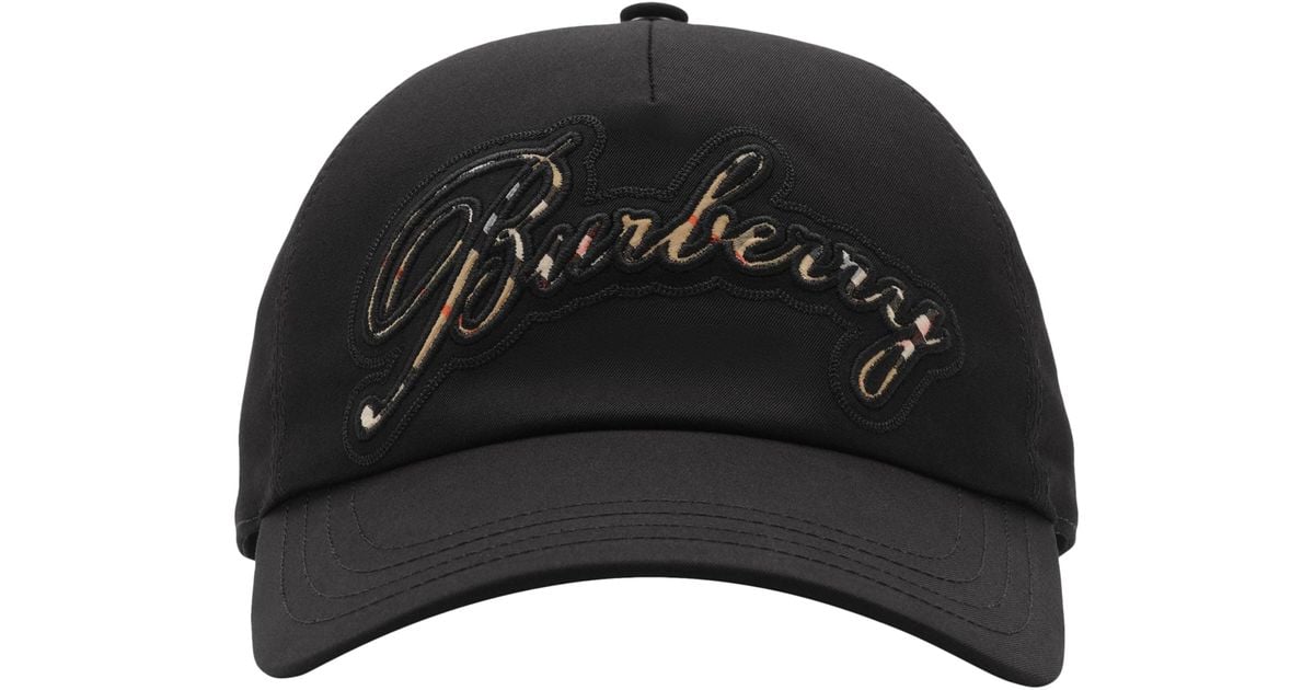 Burberry Cotton Gabardine Cursive Logo Cap in Black for Men | Lyst UK
