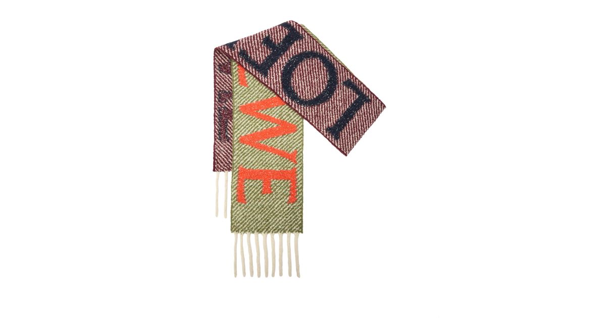 Loewe Alpaca-Wool-Blend Logo Scarf in Blue | Lyst