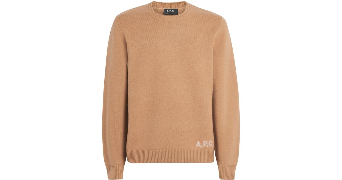 A.P.C. Merino Wool Edward Logo Sweater in Brown for Men | Lyst