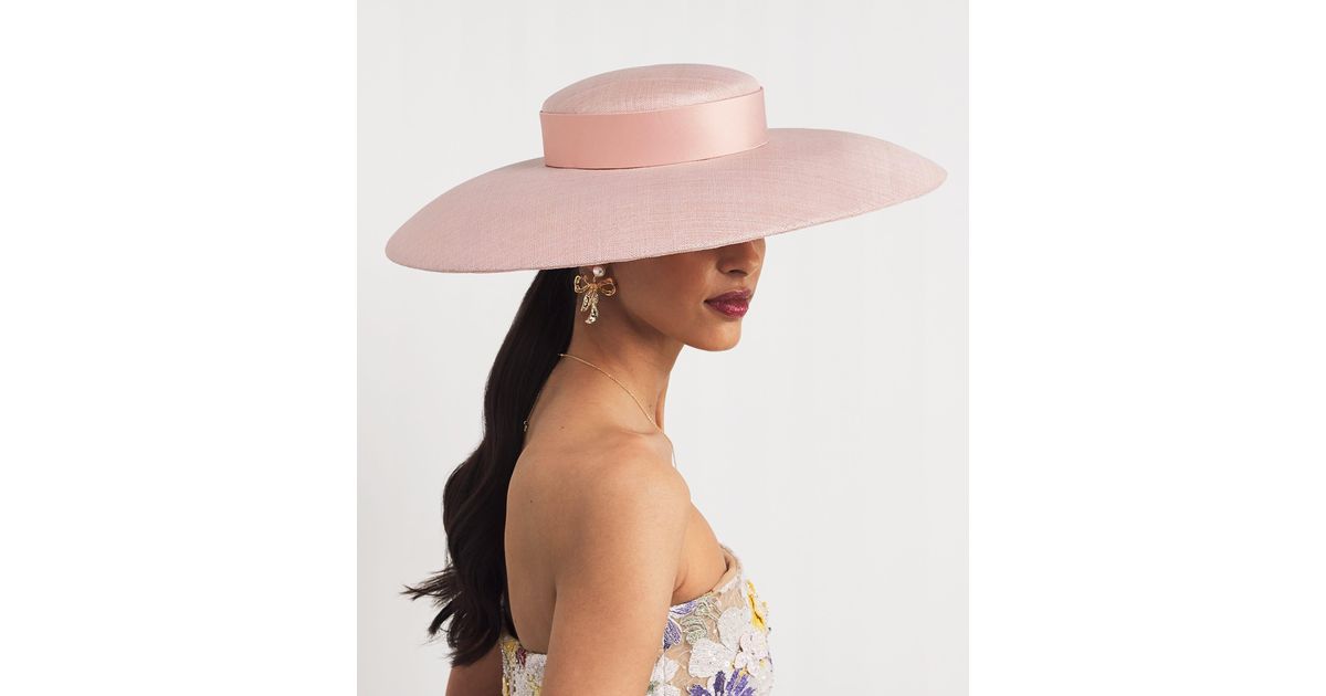 Emily London Ribbon-Detail Hat in Pink | Lyst