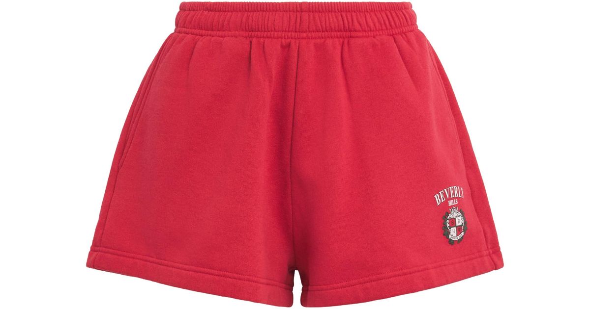 Sporty & Rich Beverly Hills Crest Sweatshorts in Red | Lyst