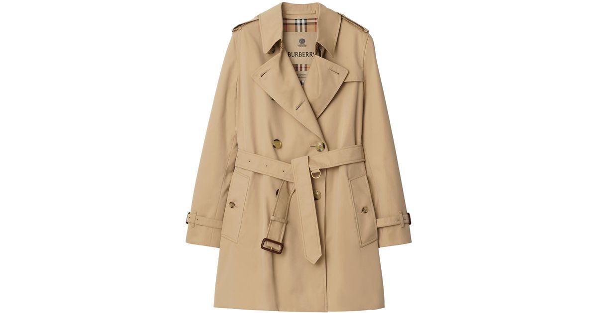 Burberry Gabardine Short Kensington Heritage Trench Coat in Natural | Lyst