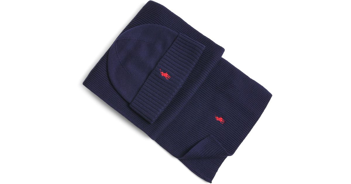 Polo Ralph Lauren Wool Scarf And Beanie Gift Box in Blue for Men | Lyst UK