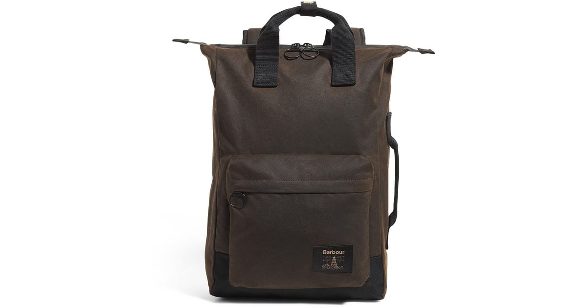 Barbour Waxed Backpack in Black for Men | Lyst