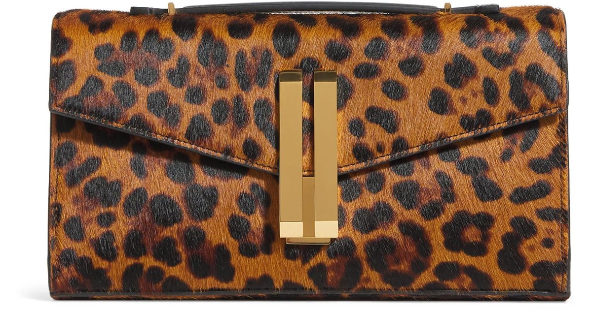 DeMellier Leopard-Effect Calf Hair Vancouver Clutch in Brown | Lyst UK