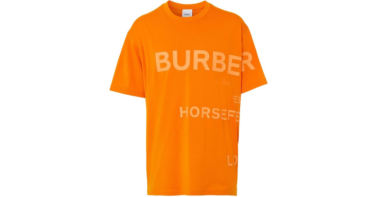Burberry Oversized Horseferry Print T-shirt in Orange for Men | Lyst