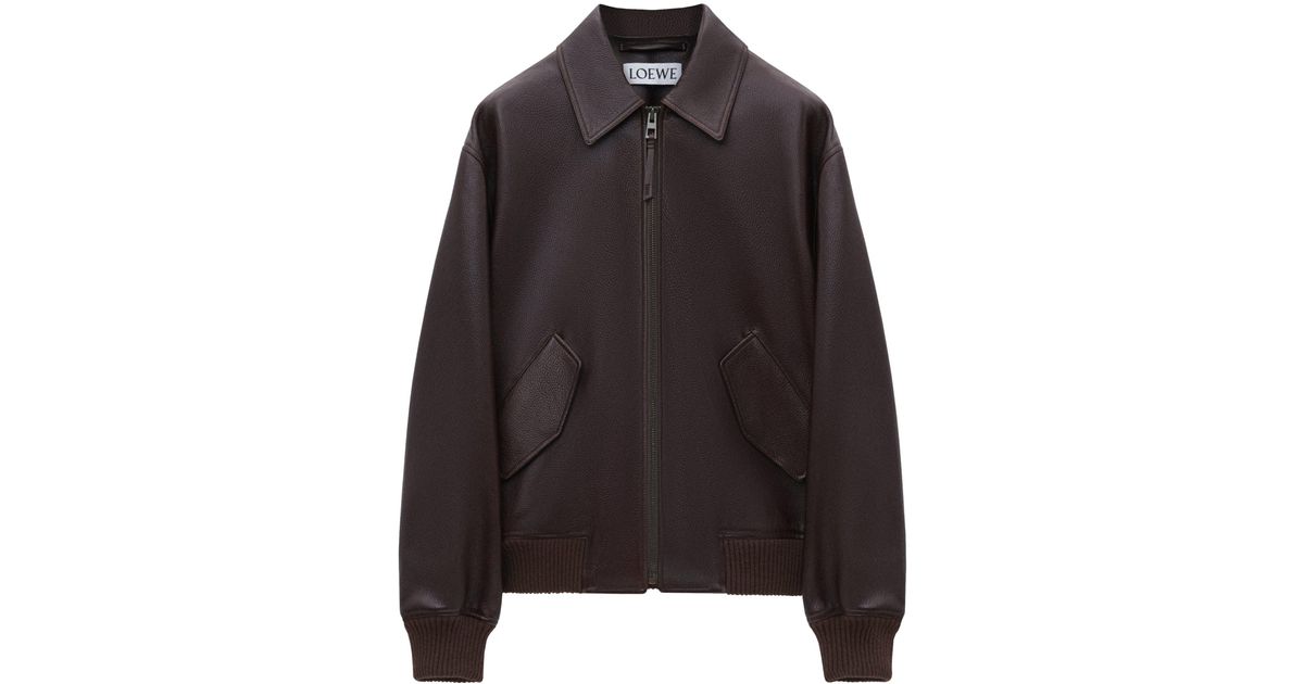 Loewe Leather Aviator Jacket in Black for Men | Lyst
