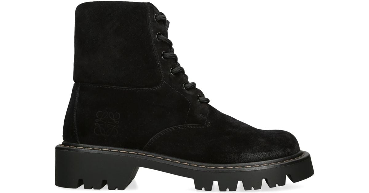 Loewe Suede Sierra Ankle Boots in Black | Lyst
