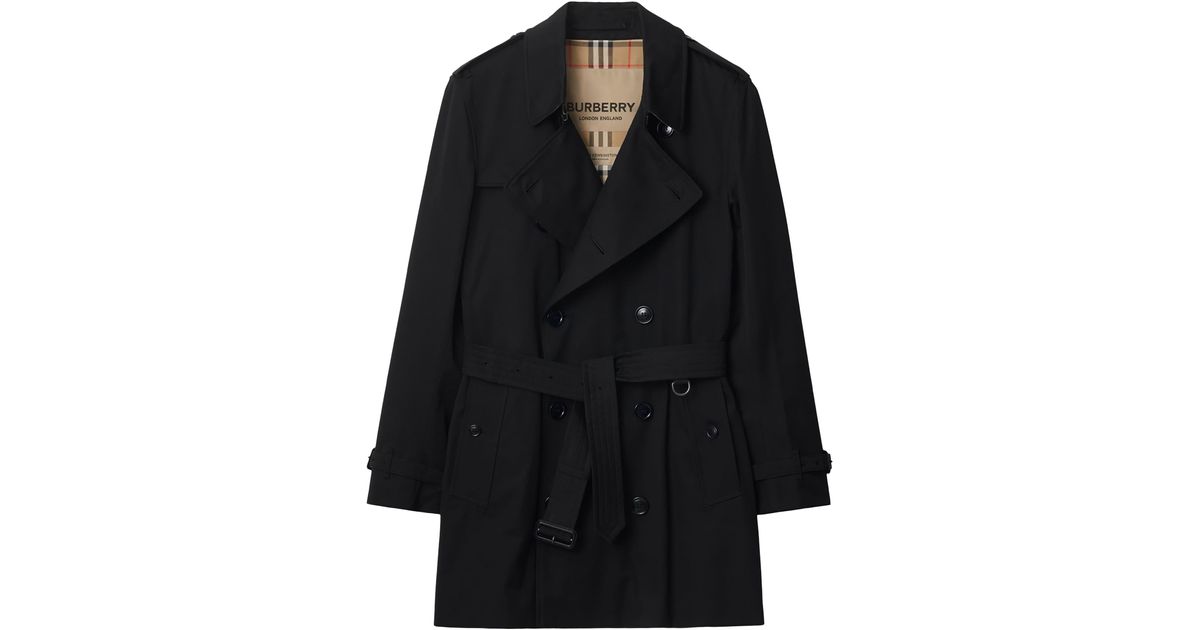 Burberry Cotton Kensington Short Trench Coat in Black for Men | Lyst