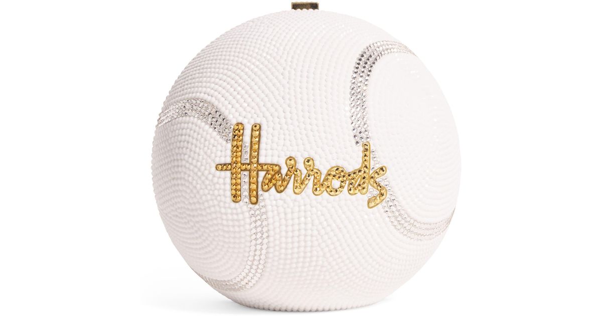 Judith Leiber X Harrods Exclusive Tennis Ball Clutch Bag in White | Lyst