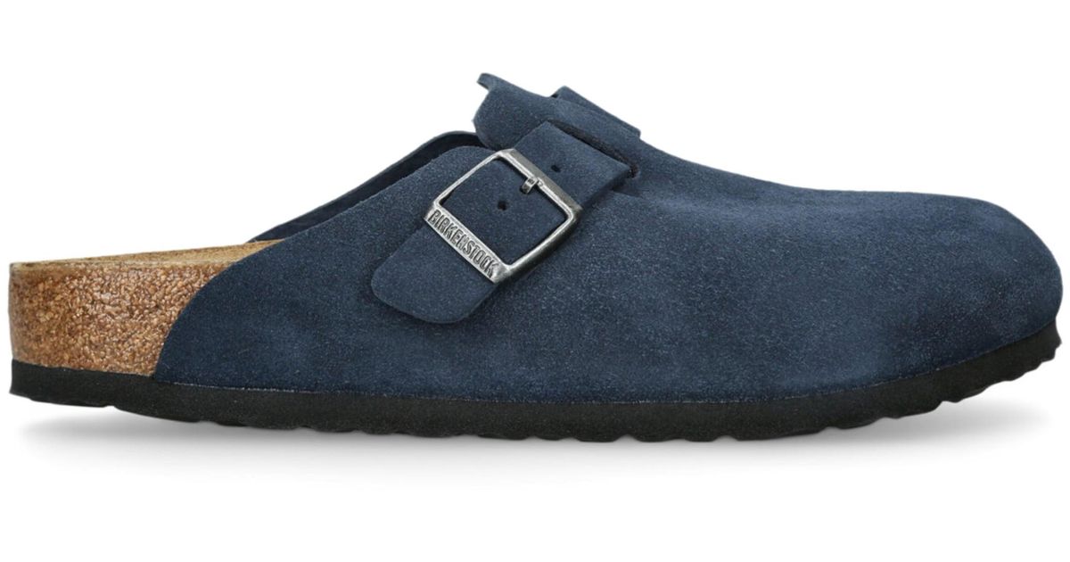 Birkenstock Suede Boston Clogs in Blue for Men | Lyst UK