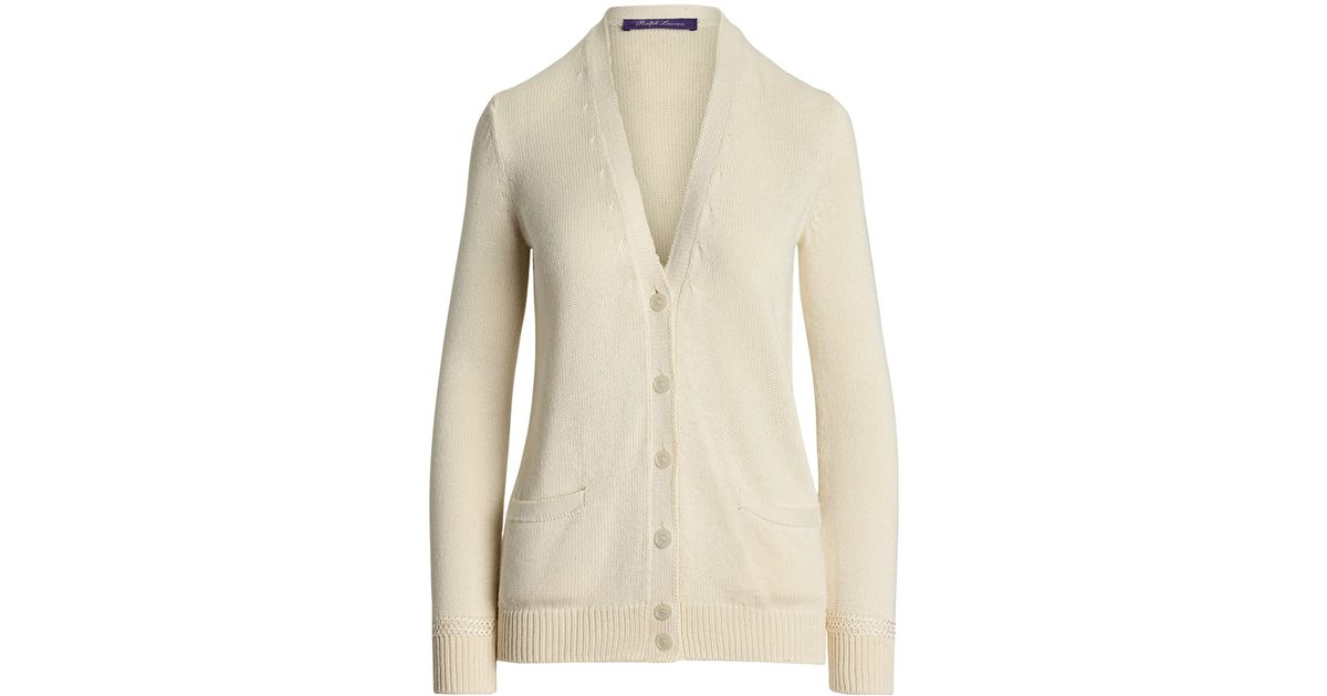 Ralph Lauren Mulberry Silk Cardigan in Natural | Lyst