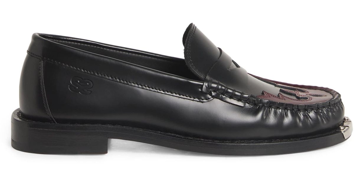 Sandro Leather Western Loafers in Black | Lyst