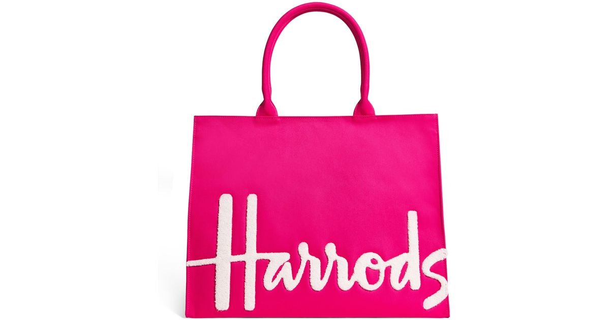 Harrods Large Cotton Logo Tote Bag in Pink | Lyst