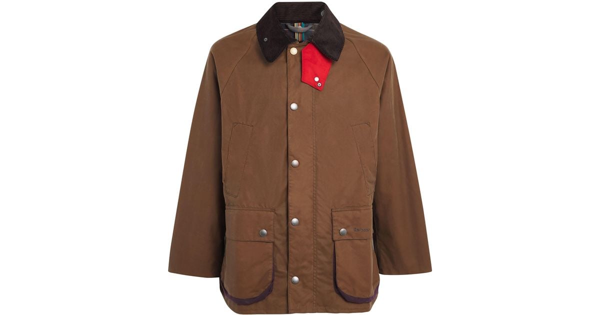 Barbour X Paul Smith Waxed Oversized Bedale Jacket in Brown for Men | Lyst
