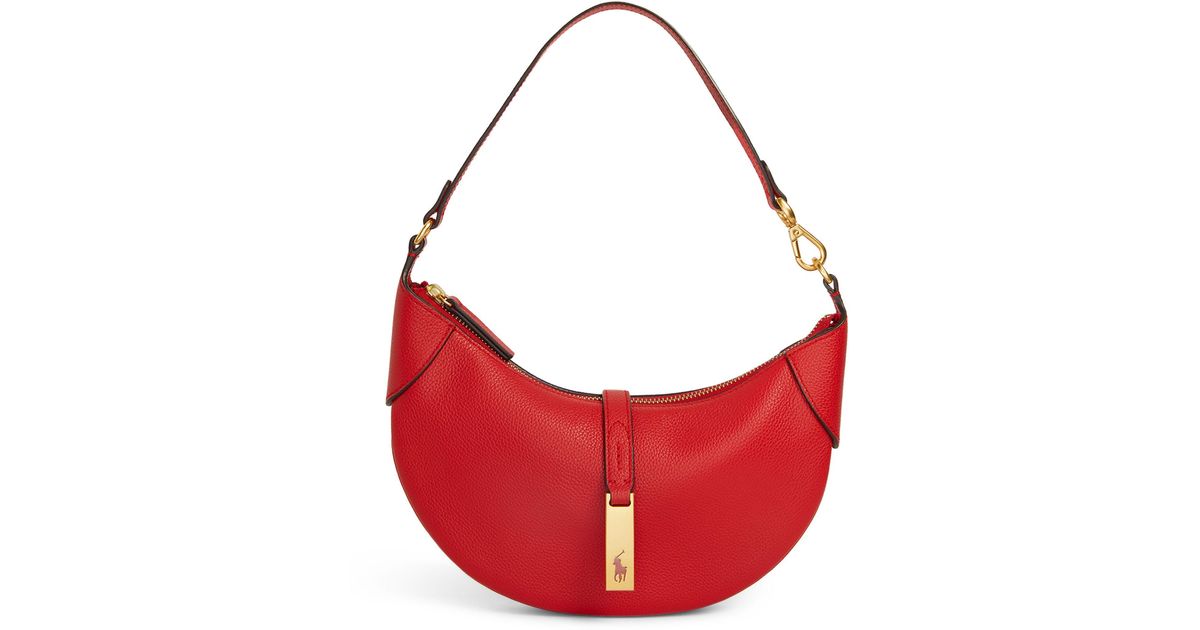 Polo Ralph Lauren Small Leather Polo Id Shoulder Bag in Red | Lyst