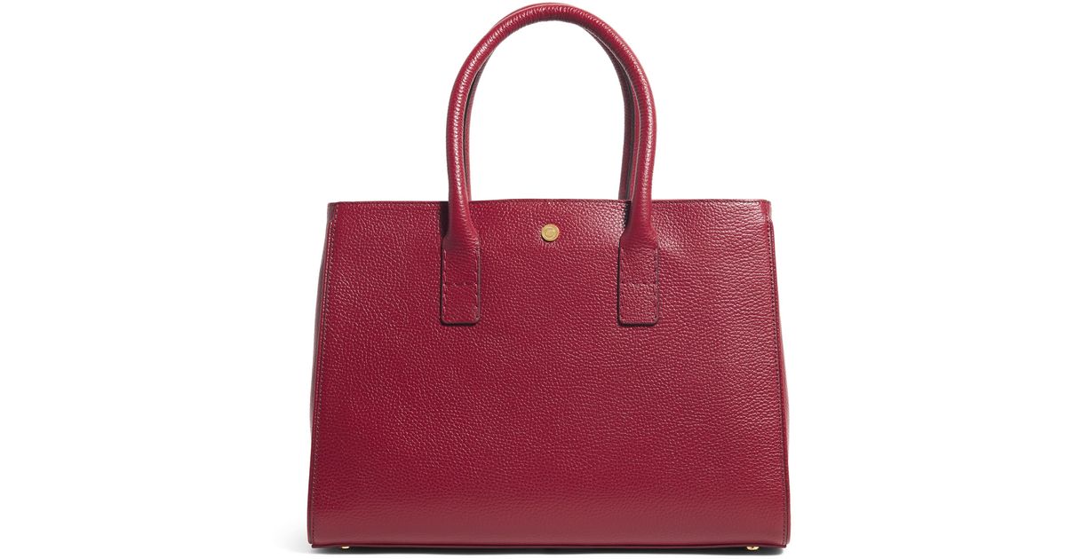 Harrods Pebbled Leather Work Tote Bag in Red | Lyst