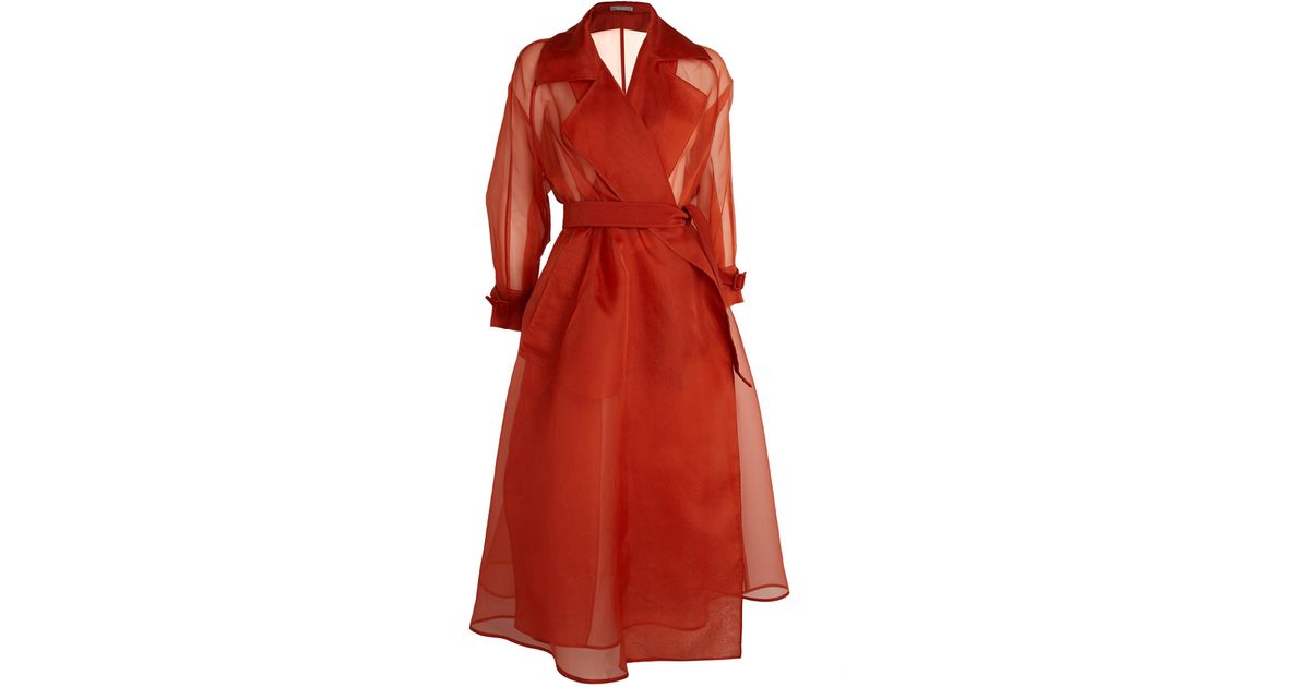 Max Mara Silk Organza Duster Coat in Red | Lyst