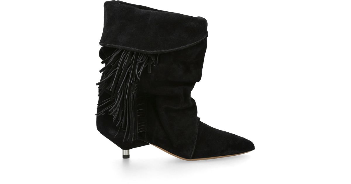 Isabel Marant Suede Edrik Fringes Ankle Boots 45 in Black | Lyst
