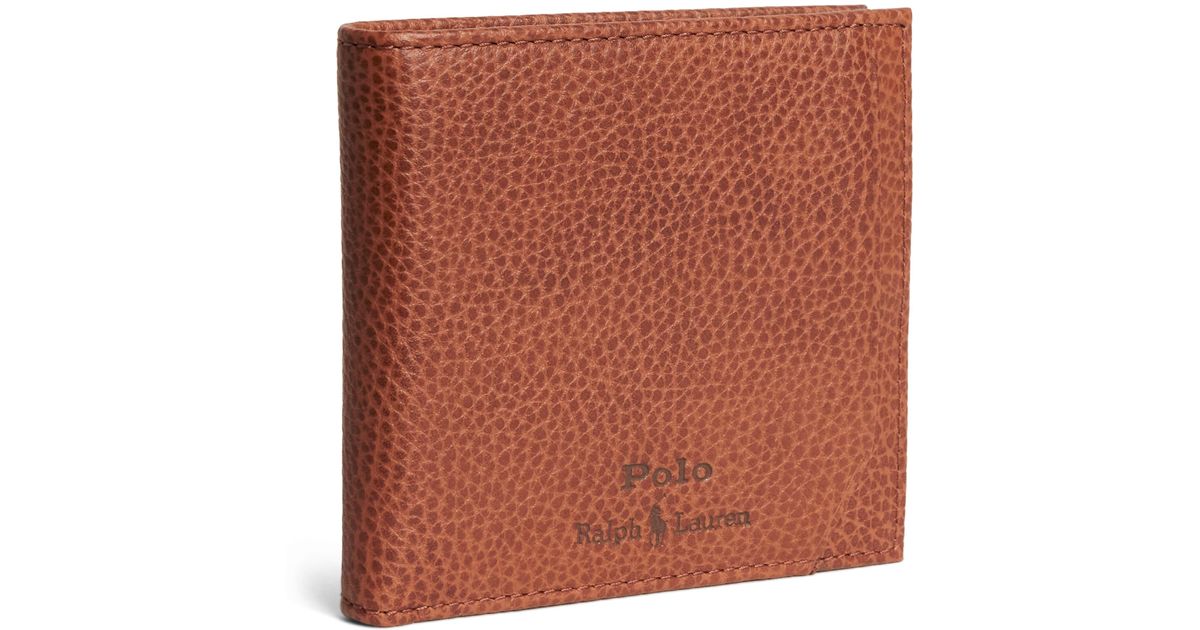 Polo Ralph Lauren Pebbled Leather Bifold Wallet in Brown for Men | Lyst