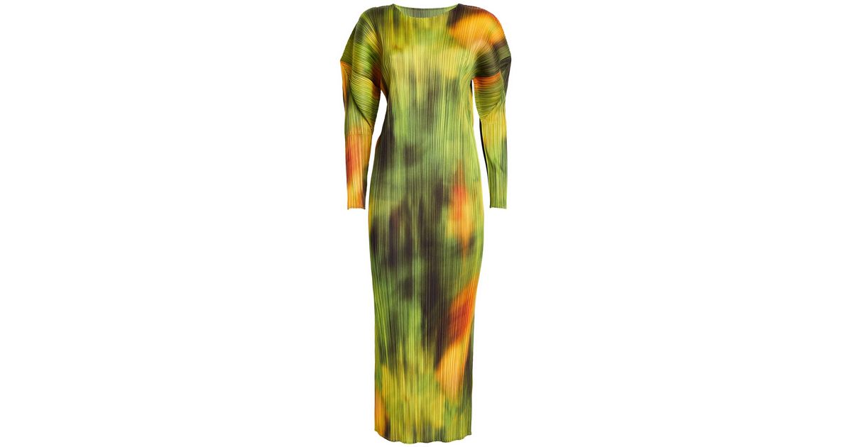 Pleats Please Issey Miyake Turnip & Spinach Midi Dress in Green | Lyst