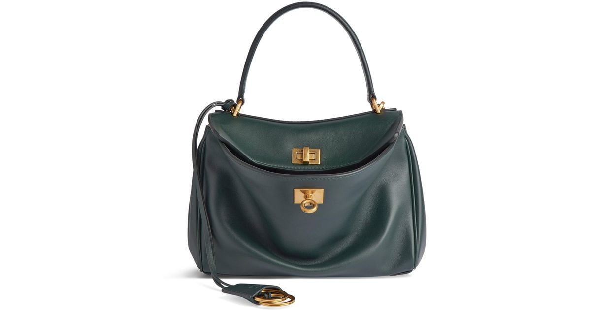 Balenciaga Mini Leather Rodeo Top-Handle Bag in Green | Lyst