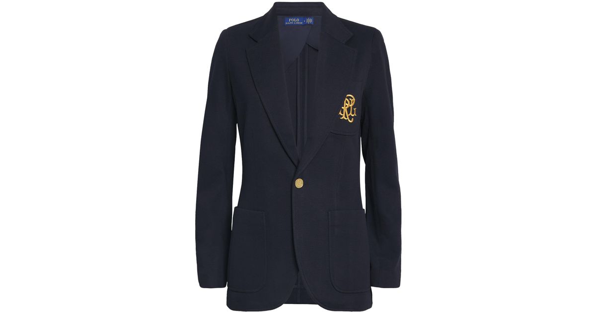 Polo Ralph Lauren Cotton-Blend Embroidered Blazer in Blue | Lyst