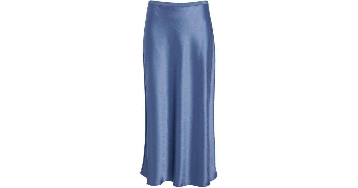 Polo Ralph Lauren Satin Amla Midi Skirt in Blue | Lyst