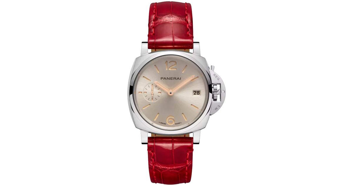 Panerai Stainless Steel Luminor Due Watch in Red | Lyst UK