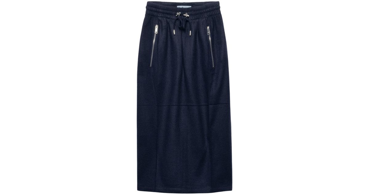 Prada Wool-Cashmere Midi Skirt in Blue | Lyst UK