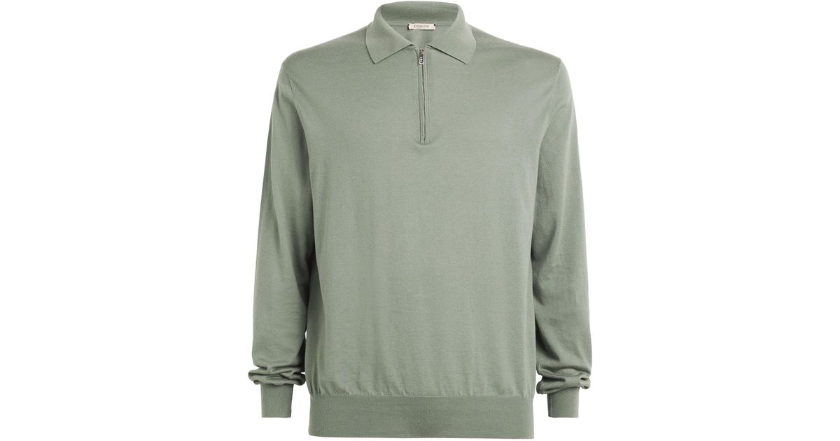 FIORONI CASHMERE Cotton-Cashmere Polo Sweater in Green for Men | Lyst
