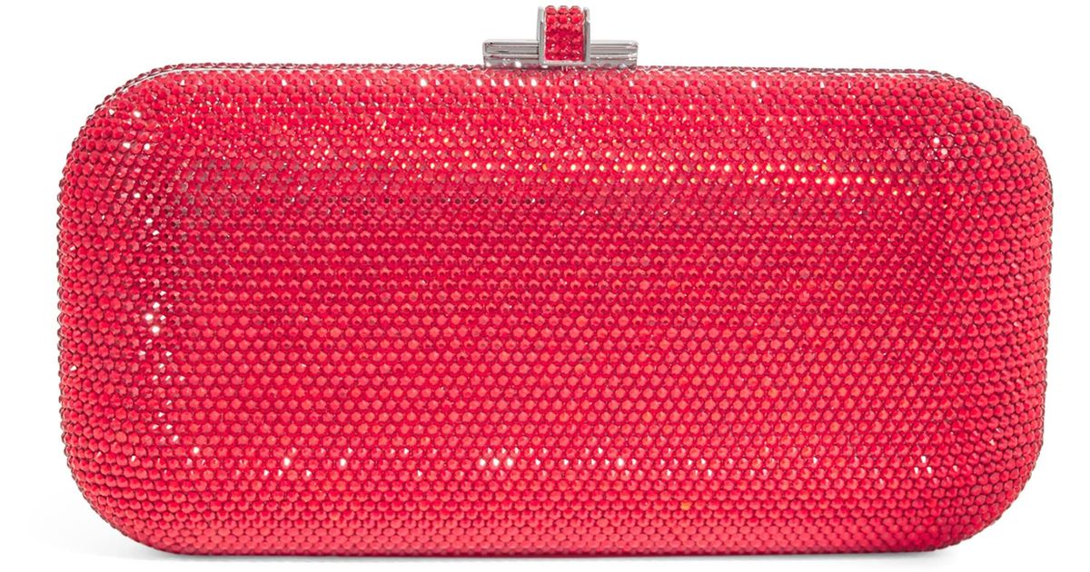 Judith Leiber Crystal-Embellished Long Slide Clutch Bag in Red | Lyst