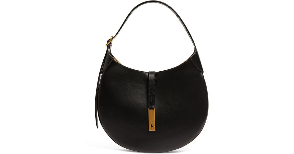 Polo Ralph Lauren Medium Leather Id Shoulder Bag in Black | Lyst
