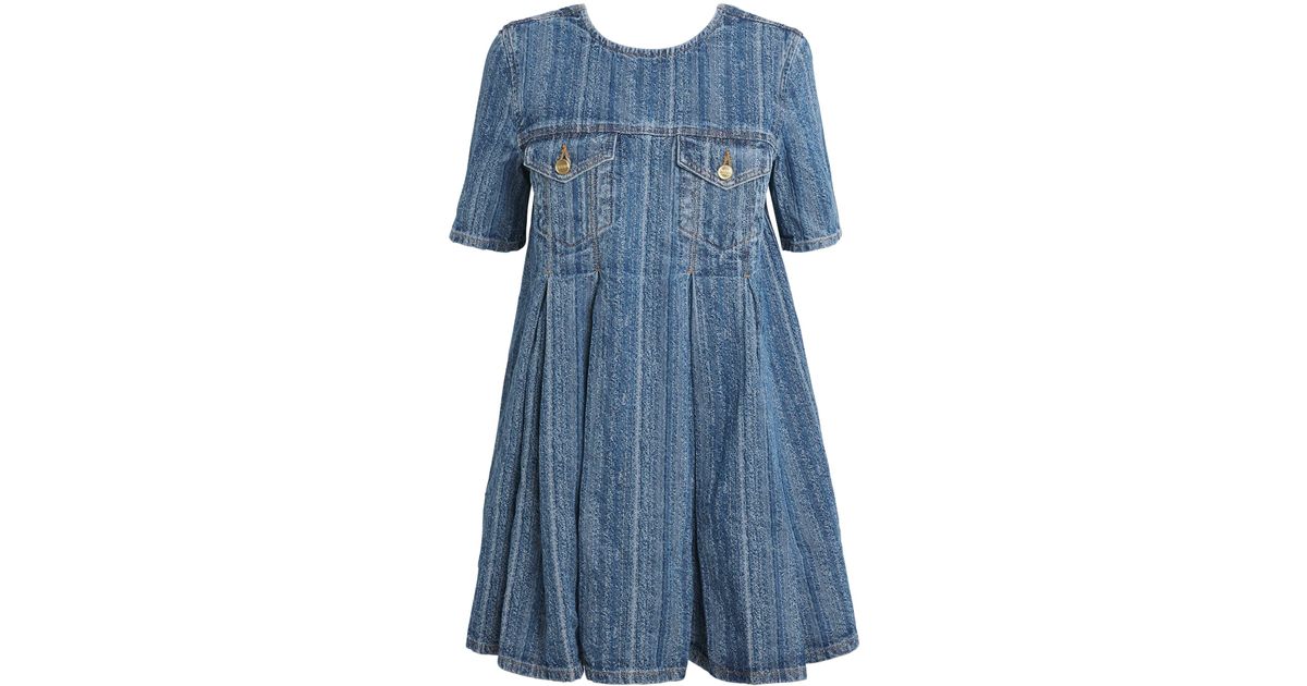 Ganni Denim Open-Back Mini Dress in Blue | Lyst UK