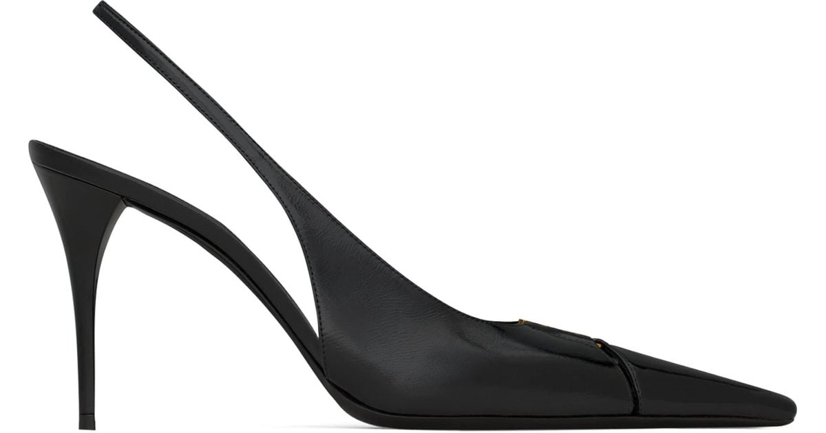 Saint Laurent Patent Leather Babylone Slingback Pumps 90 in Black | Lyst