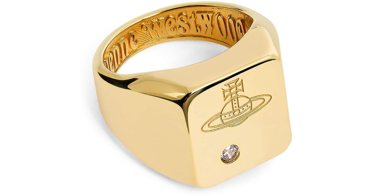 Vivienne Westwood Sterling And Crystal Carlo Orb Signet Ring in Metallic for Men | Lyst