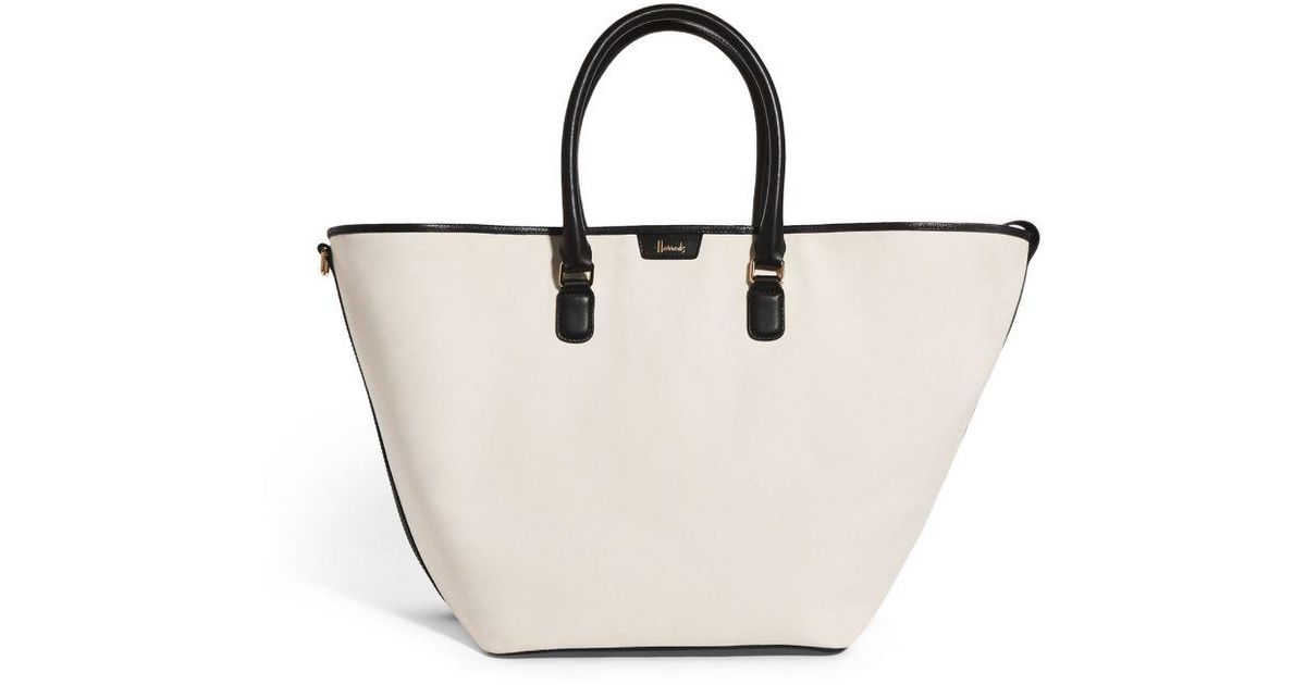 Harrods Large Canvas Slouchy Tote Bag in White | Lyst Canada