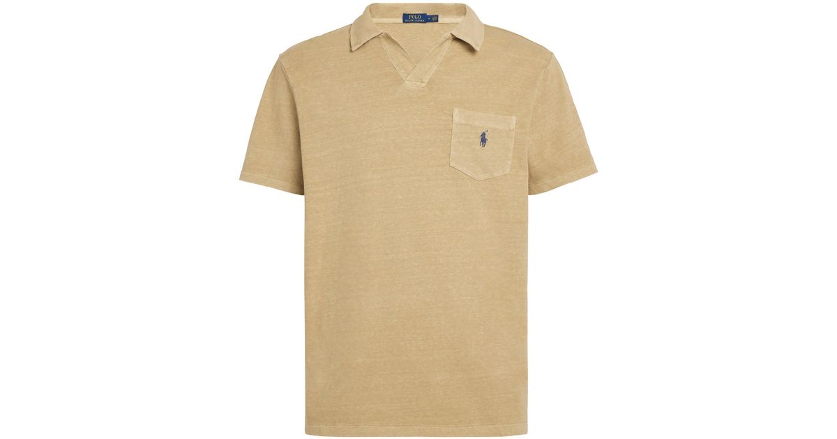 Polo Ralph Lauren Cotton-Linen Open-Collar Polo Shirt in Natural for ...
